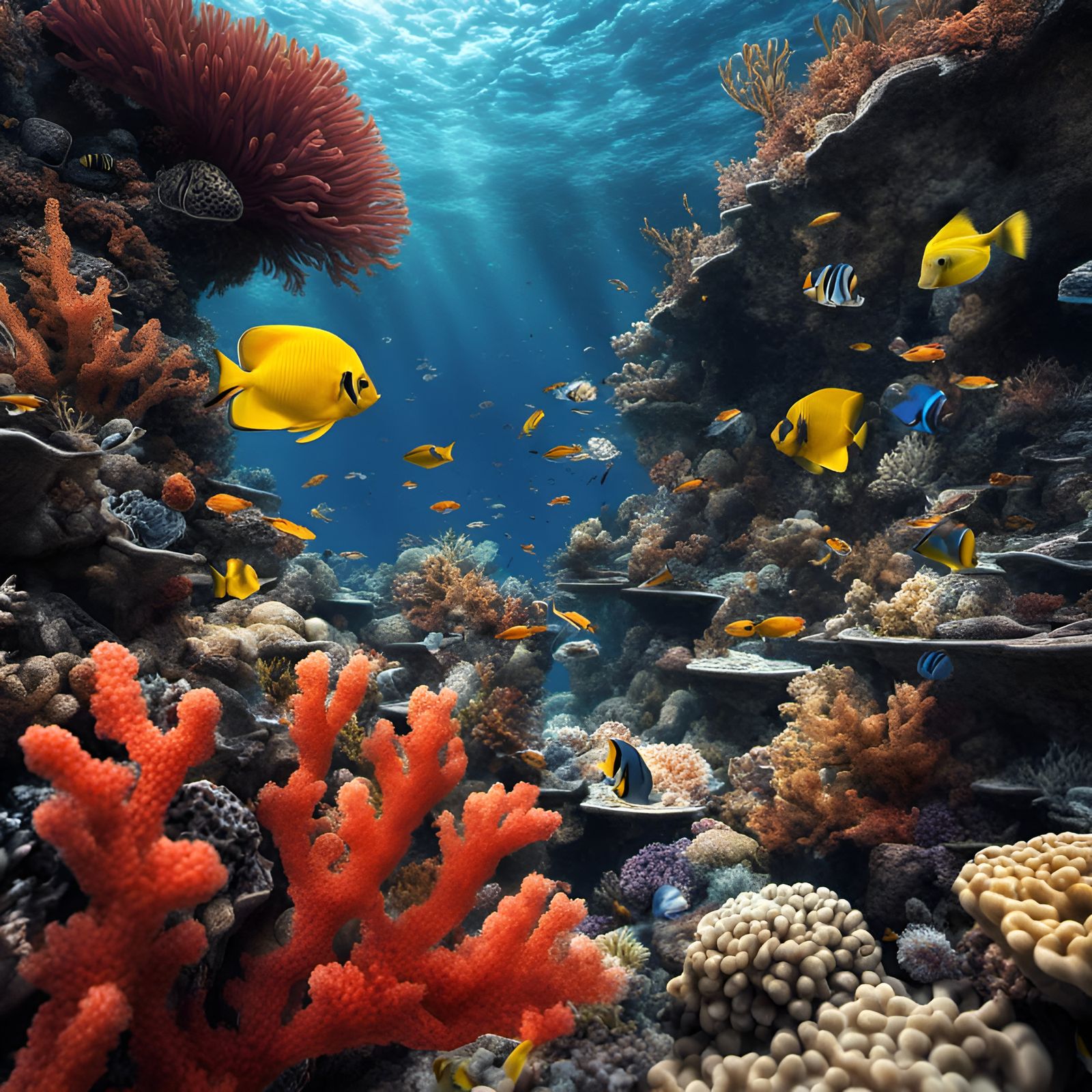 coral reef *with fish; intricate details, HDR, beautifully shot ...