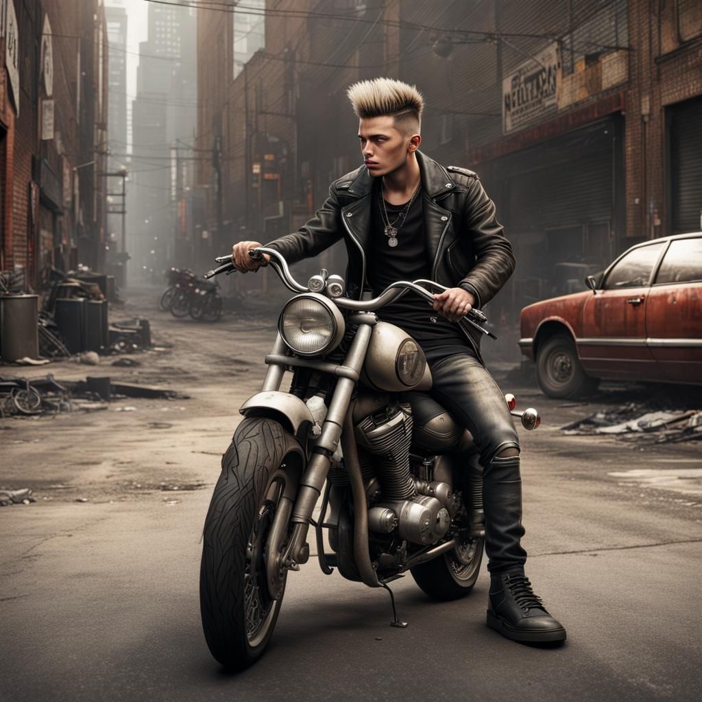 Post-Apocalypse Punk 240127I - Grungy Cyberpunk Punk in Indu...