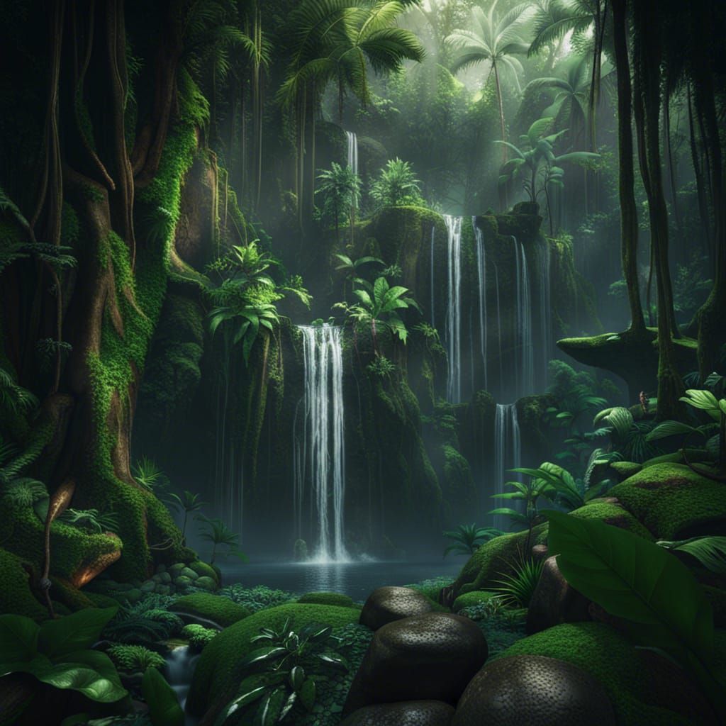 Waterfall - AI Generated Artwork - NightCafe Creator