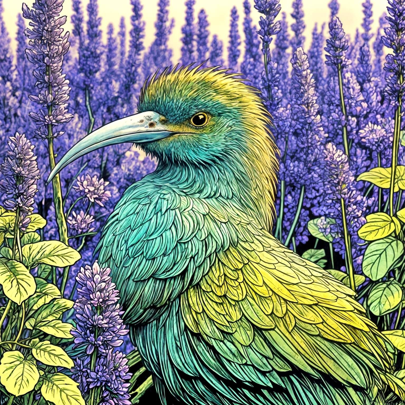 Lime Bird In A Lavender Field - Lime Bird In A Lavender Fiel...