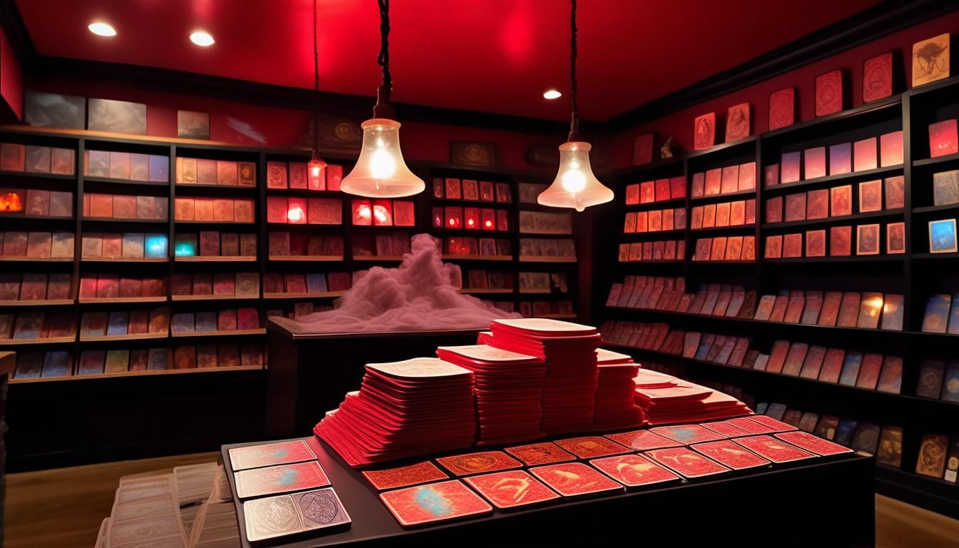 Stacks of Tarot Cards and Decks For Sale In A Magic Shop - AI Generated ...