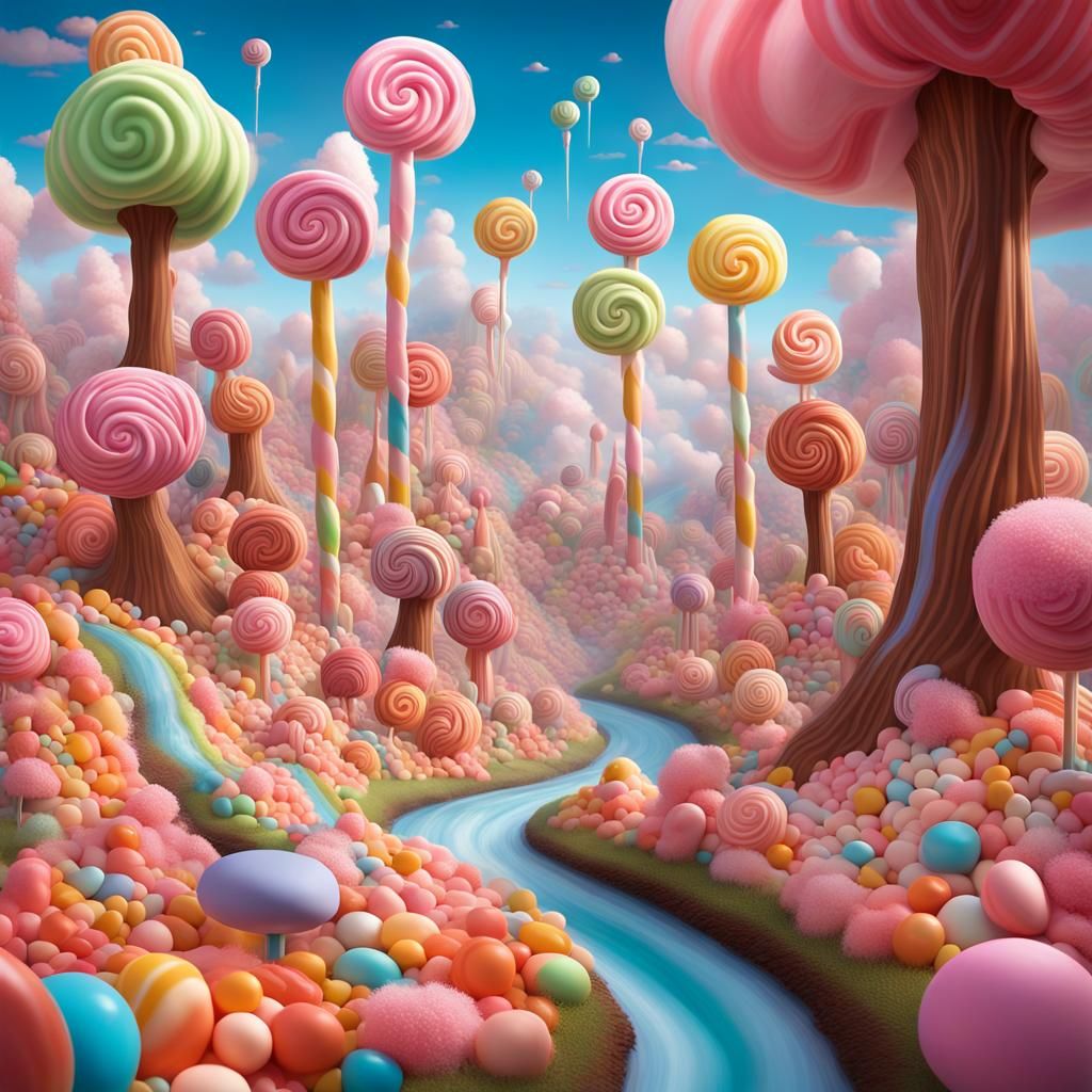 'Candy Wonderland.' Imagine a fantastical landscape filled with ...
