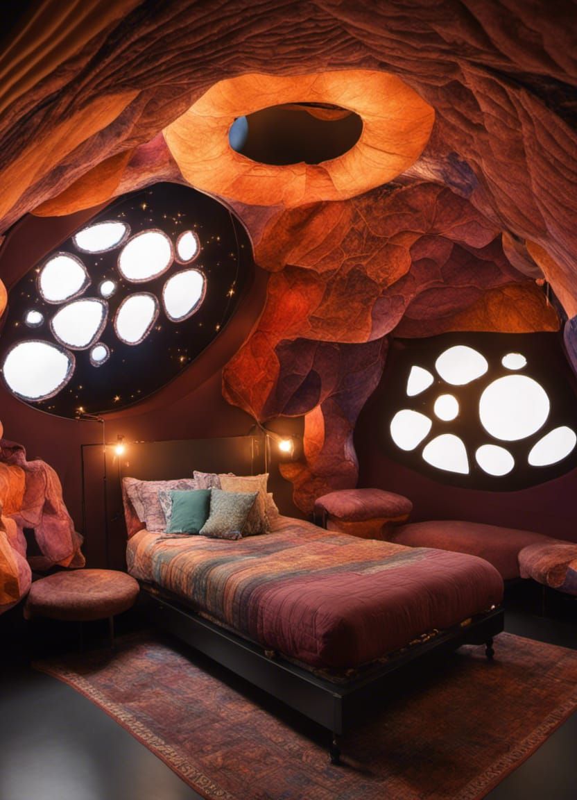 flying bedroom pod;watch through windows tucked up snug in the earth mothership double bed as it ...