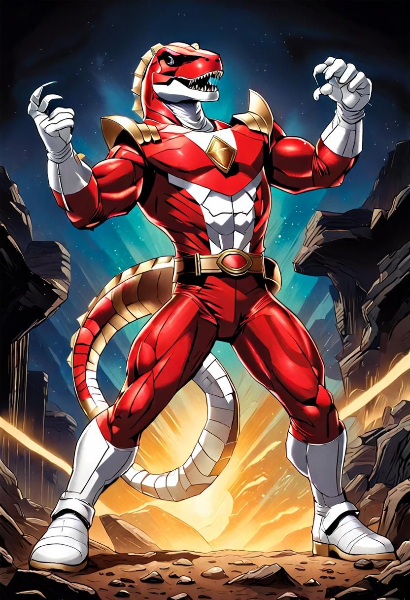 Red T-Rex Ranger - AI Generated Artwork - NightCafe Creator