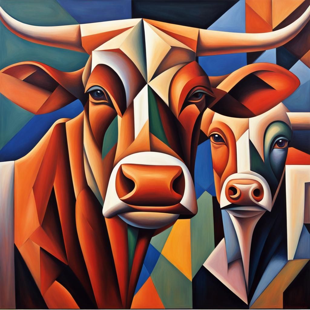 3 dimensional, Neo-Cubism, art deco painting, geometric fauvism ...