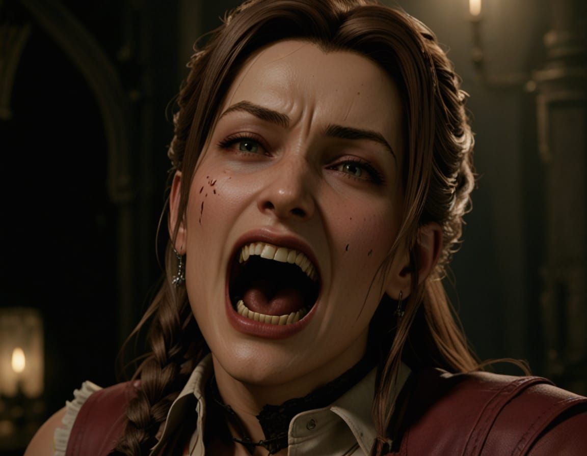 Vampires Snarl to Bite a Young Woman in Gothic Fan... - AI Art