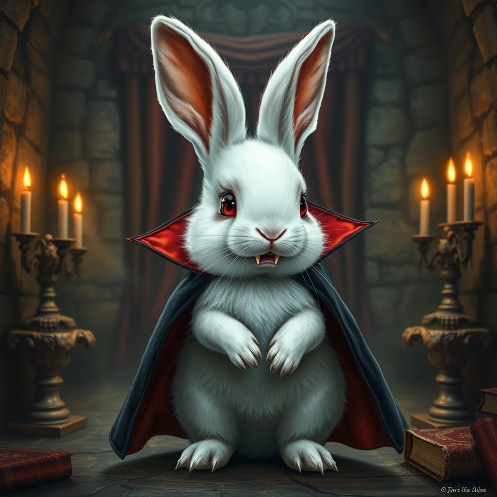 Vampire bunny - Ethereal Vampire Rabbit in Gothic Castle