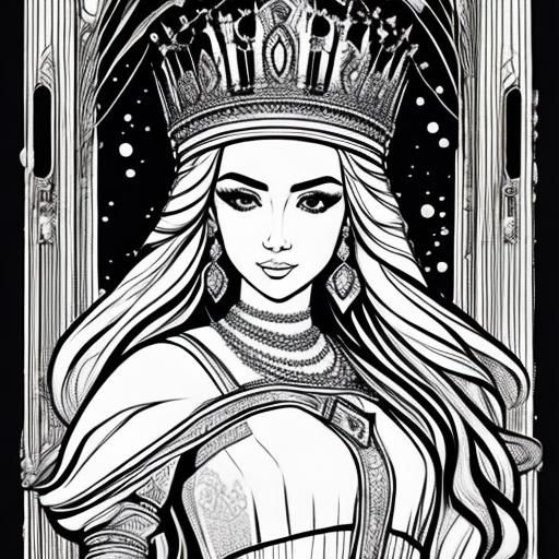 The princess, Coloring book, 16k, clean lines, white blackground - AI ...