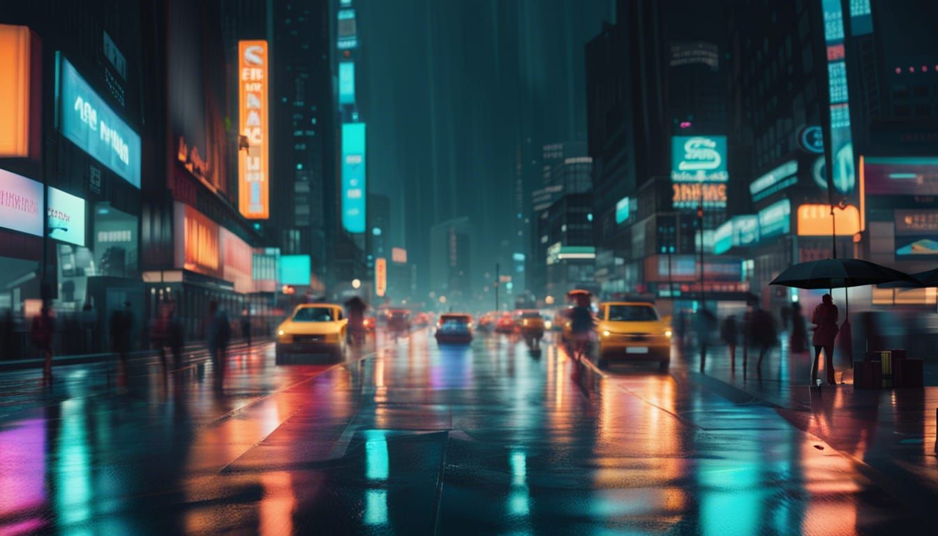 Neon Rainy Nights - AI Generated Artwork - NightCafe Creator