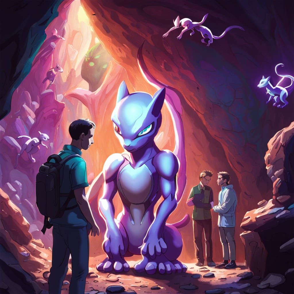 First sighting of mewtwo being studied. - AI Generated Artwork ...