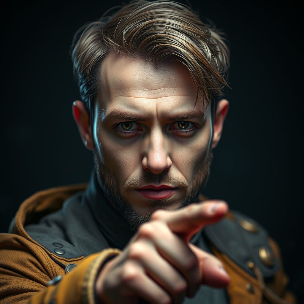 Stylish Digital Portrait in Triadic Colors - AI Art