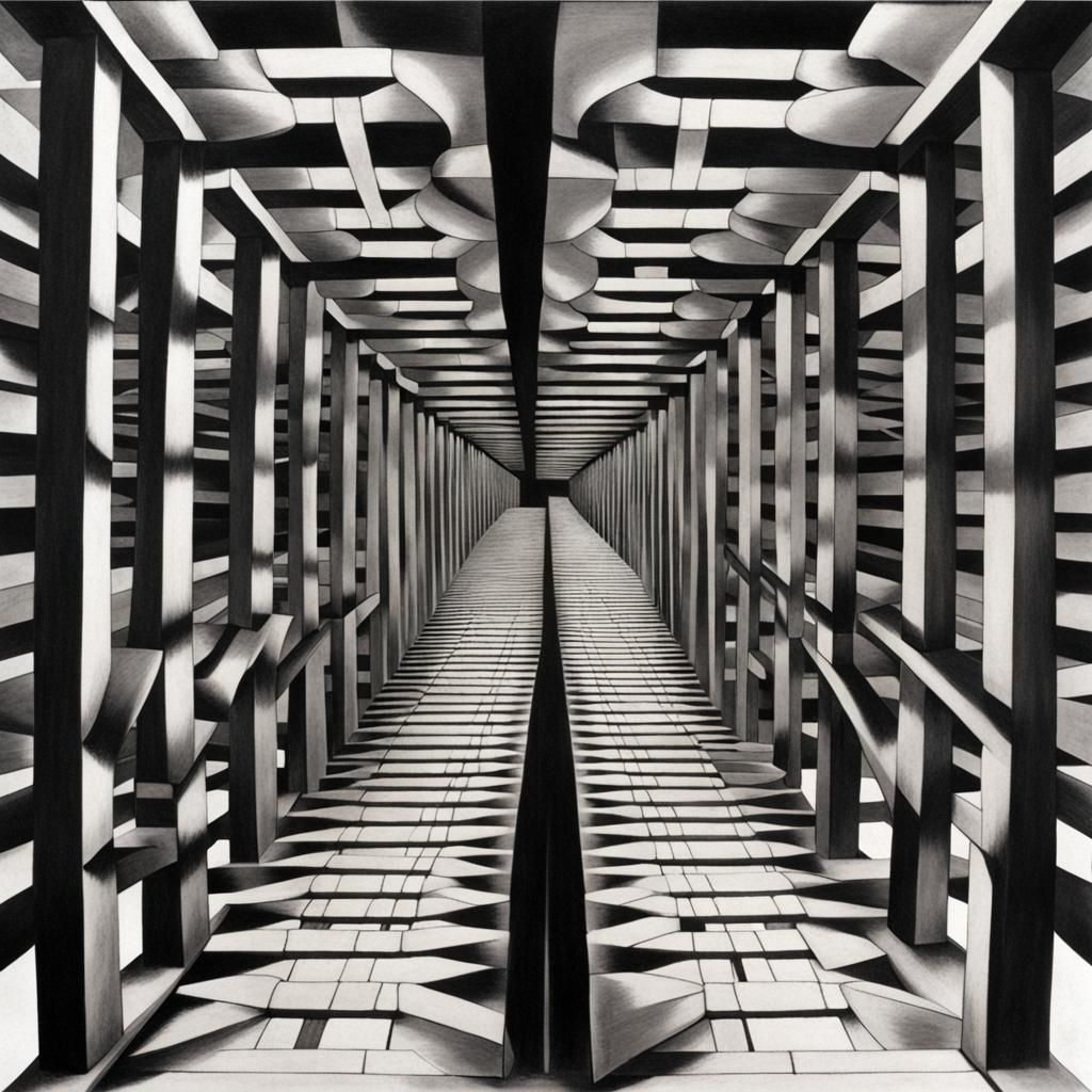 Optical illusions escher bridge - AI Generated Artwork - NightCafe Creator