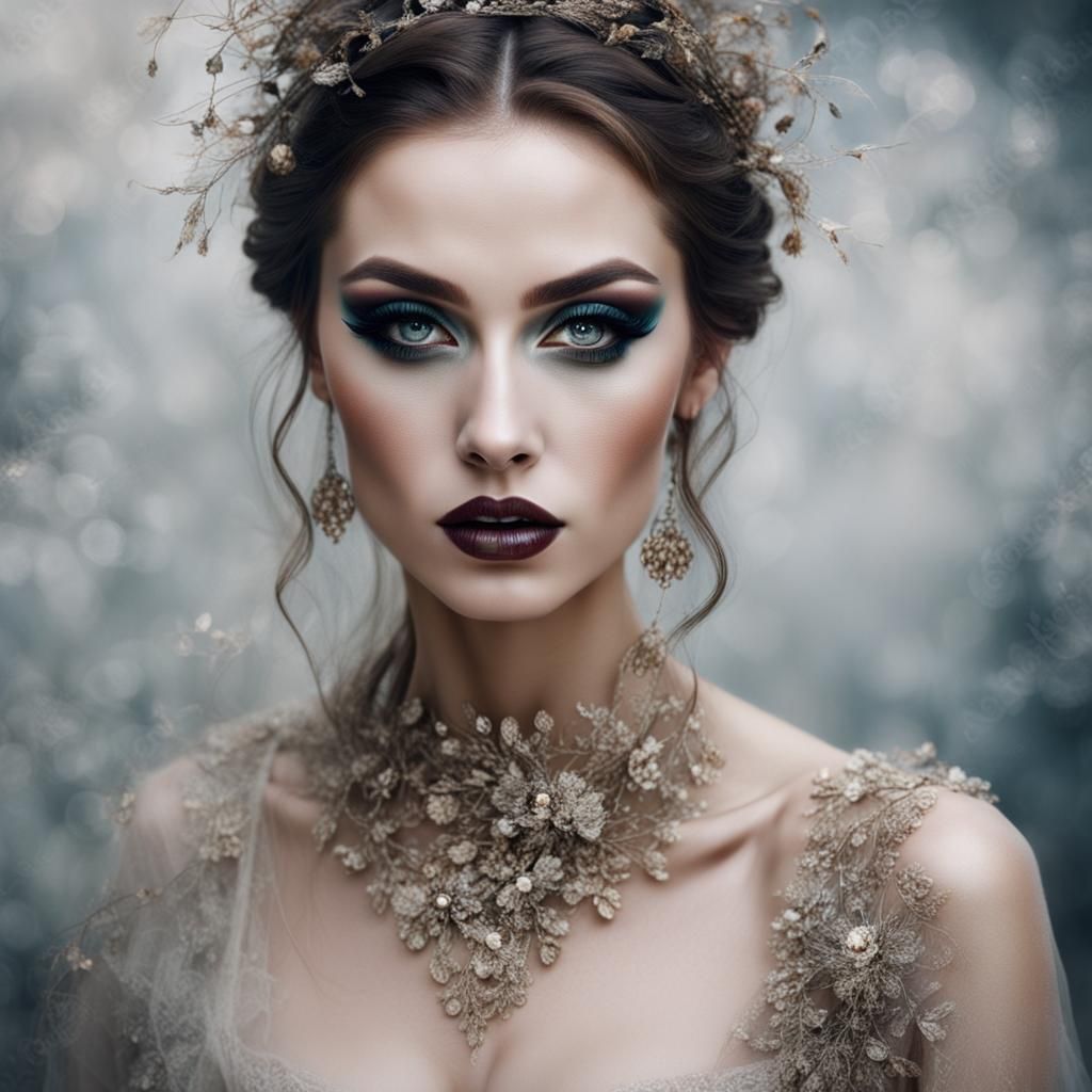 enchanting female portrait beautifully done artistic makeup enchanting ...