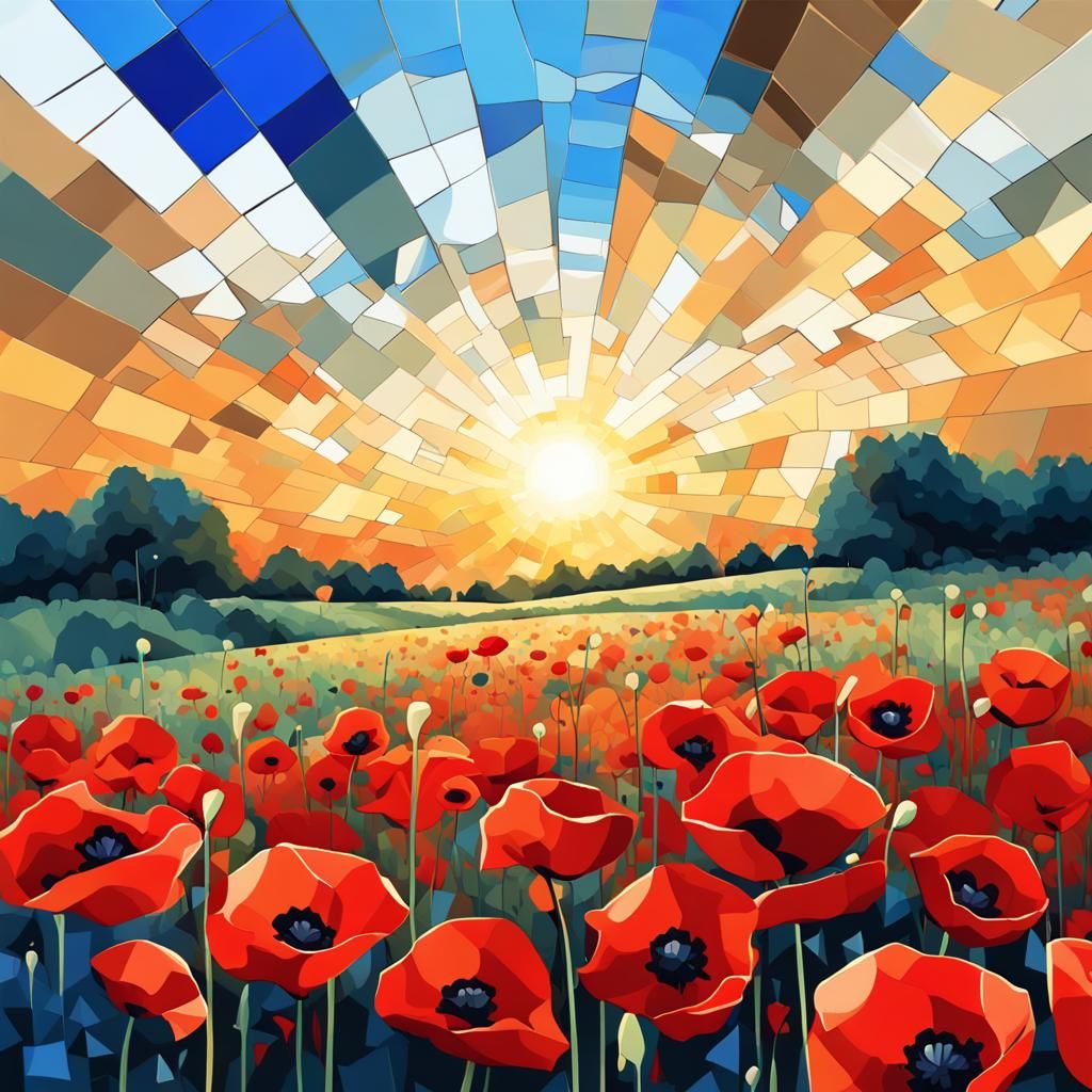 Cubist Poppies - AI Generated Artwork - NightCafe Creator