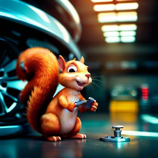 Squirrel car mechanic - AI Generated Artwork - NightCafe Creator