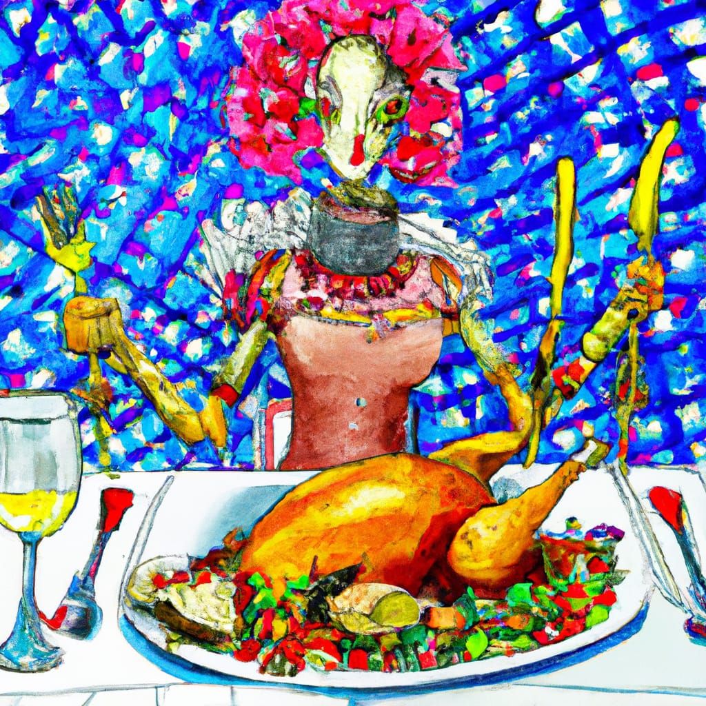 Robot and Roasted Chicken - AI Generated Artwork - NightCafe Creator