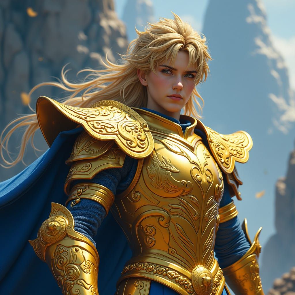 a real photo golden knight - Golden Knight in Majestic Land...