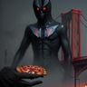 Mothman eats pizza by an Ohio bridge night fog blurry unsettling - AI ...