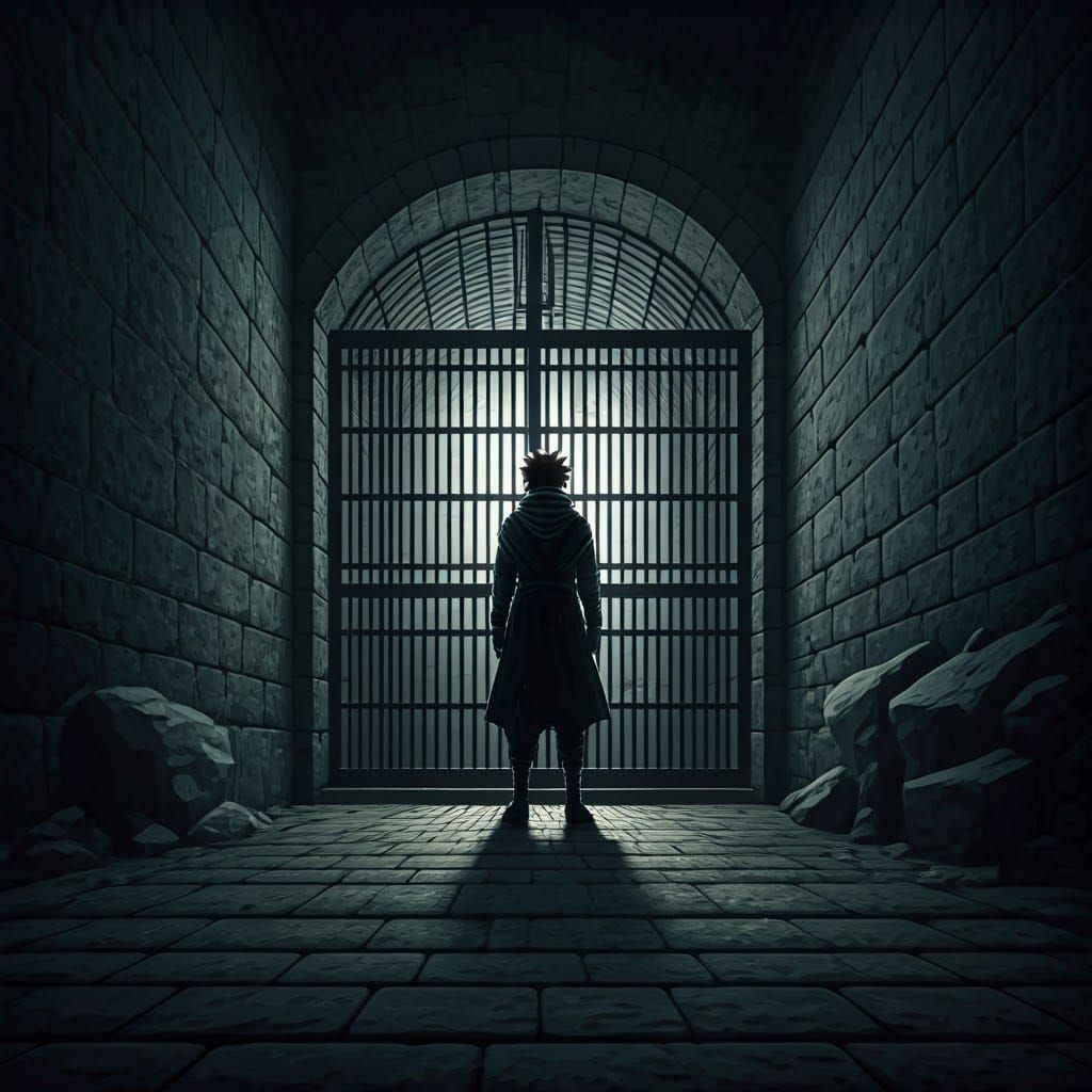 Cage - Mysterious Prisoner in a Dark, Medieval Cell
