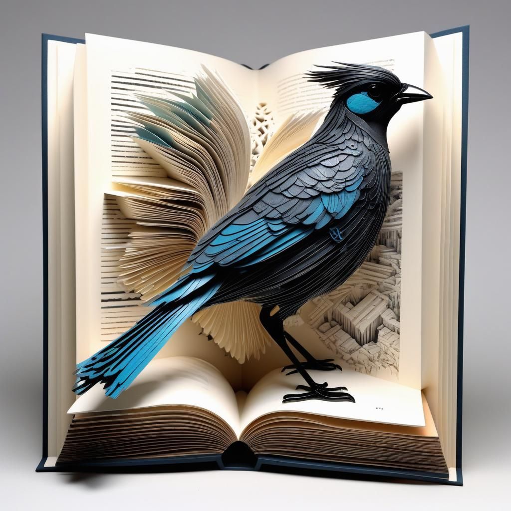 "A very cool 3d book with title "DUSTY" BLOCK CAPITALS, multi-layered ...