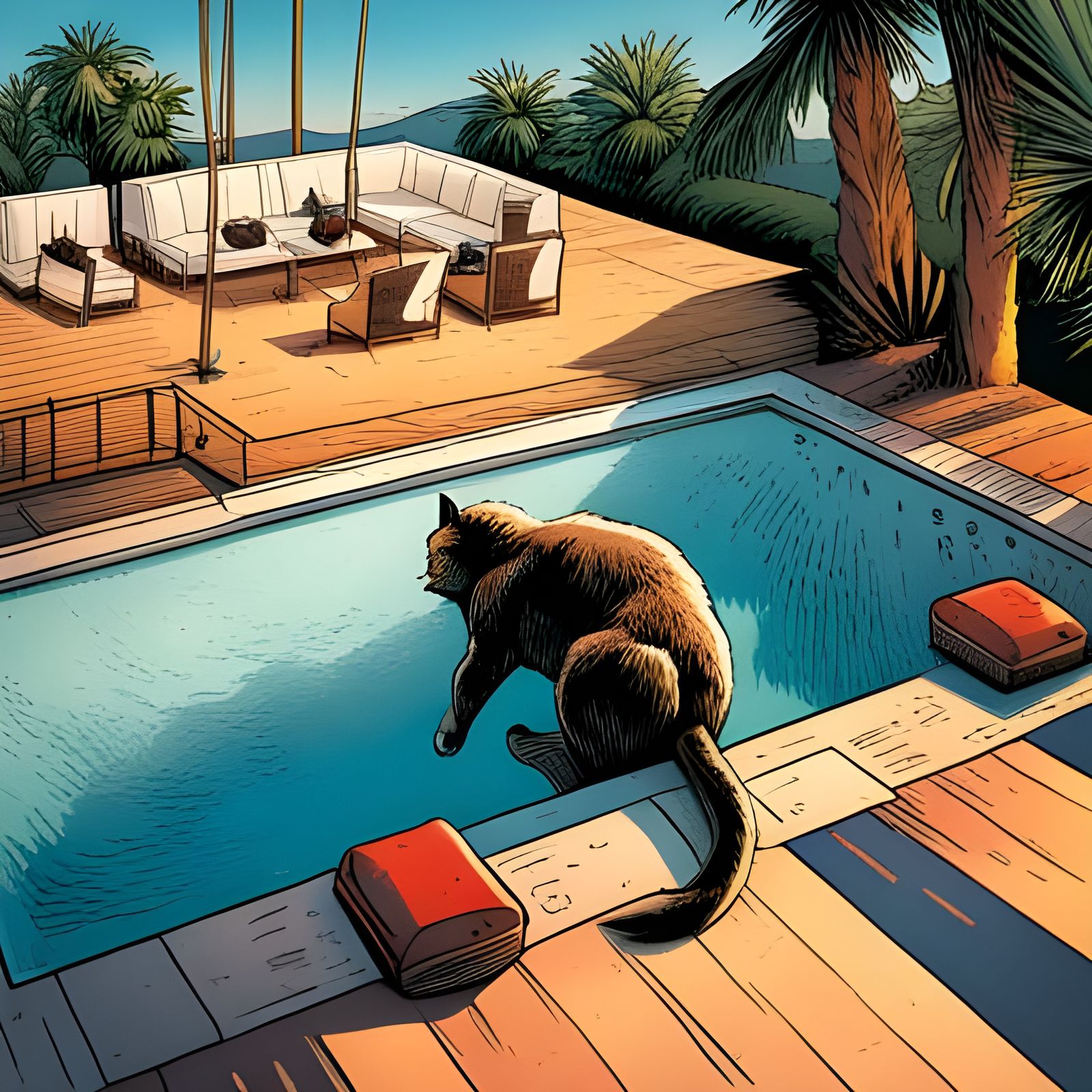 Pool Cat - AI Generated Artwork - NightCafe Creator