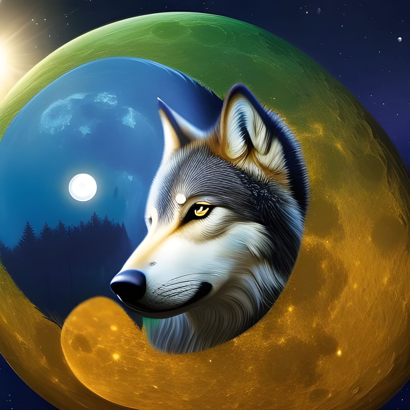 Wolf night - AI Generated Artwork - NightCafe Creator