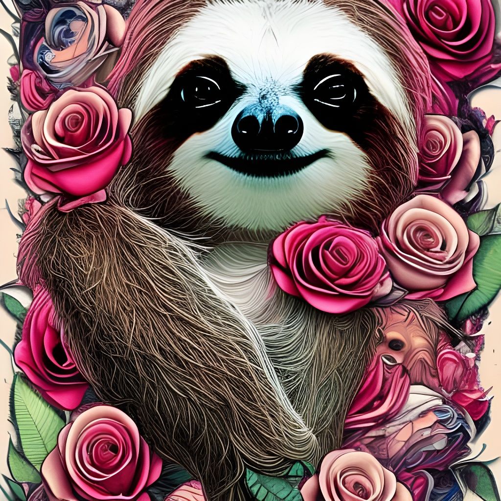 Flower Power Sloth - AI Generated Artwork - NightCafe Creator
