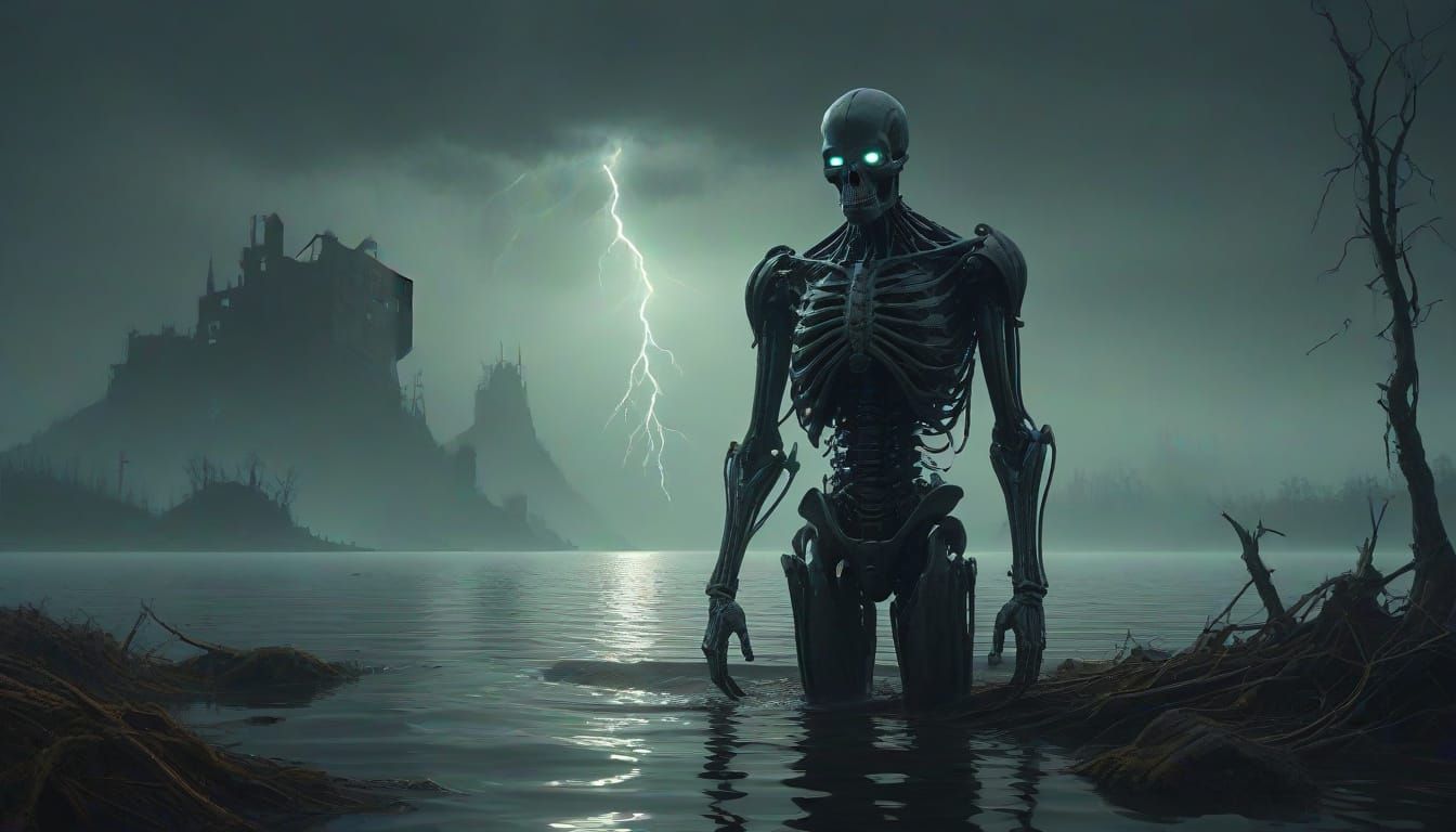 A mythical headless humanoid figure with facial features on its chest ...