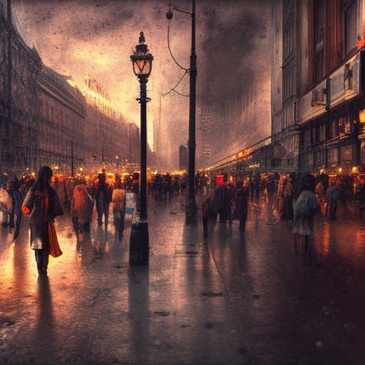 crossing of two crowded streets. Restlessness, movement, bird's eye ...