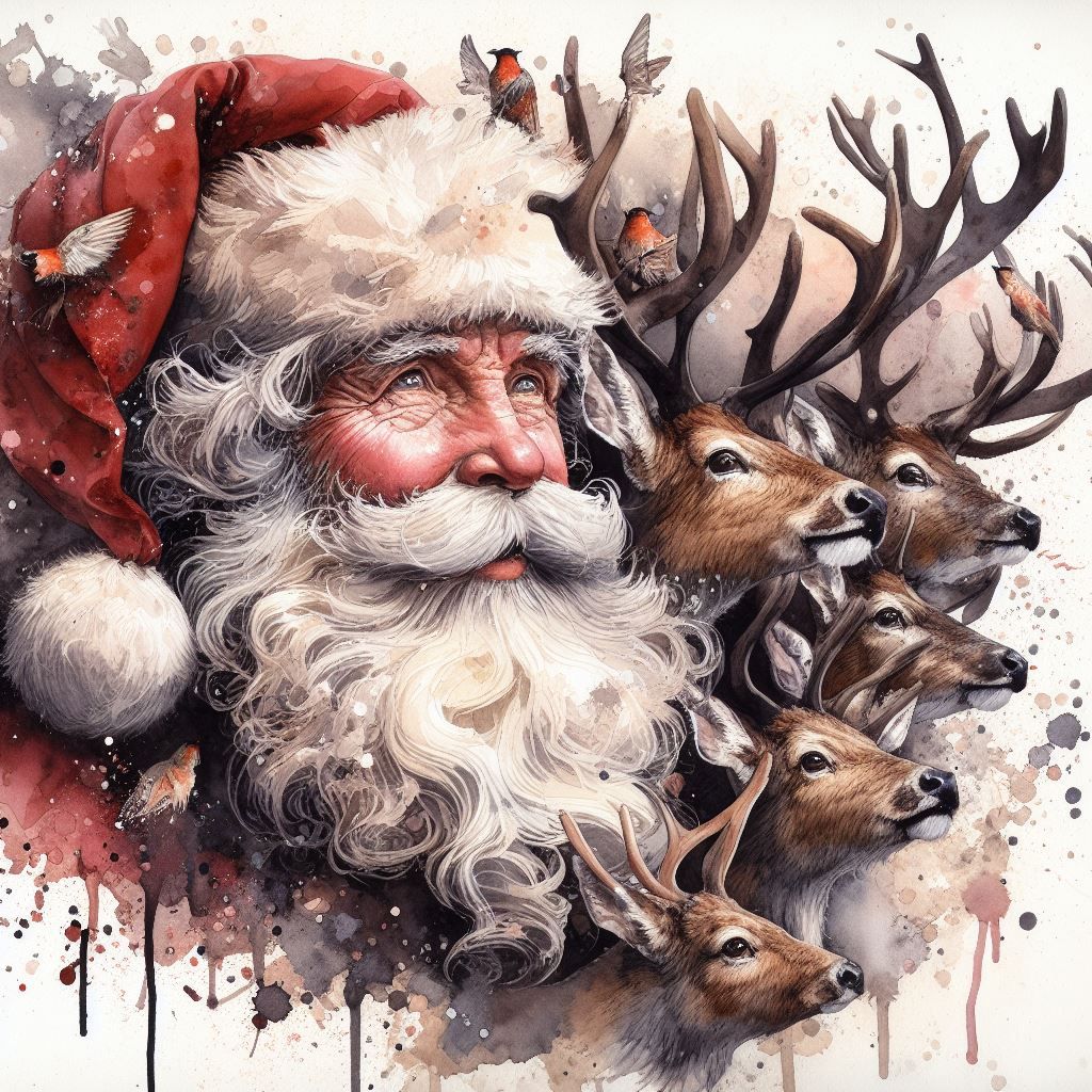 Santa Claus & Reindeer - Portrait 2 - AI Generated Artwork - NightCafe ...