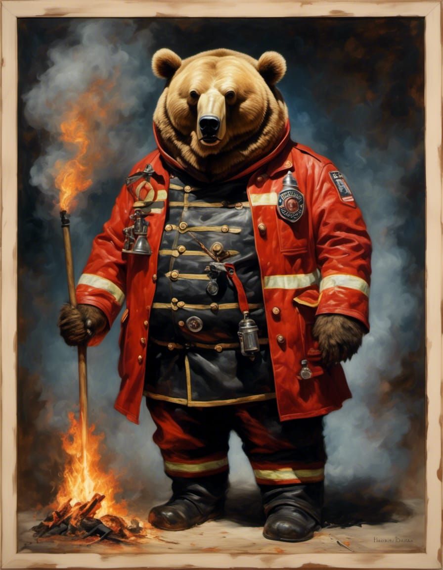 Portrait: "Chief Firefighter Obese Bear Ablaze" - AI Generated Artwork ...