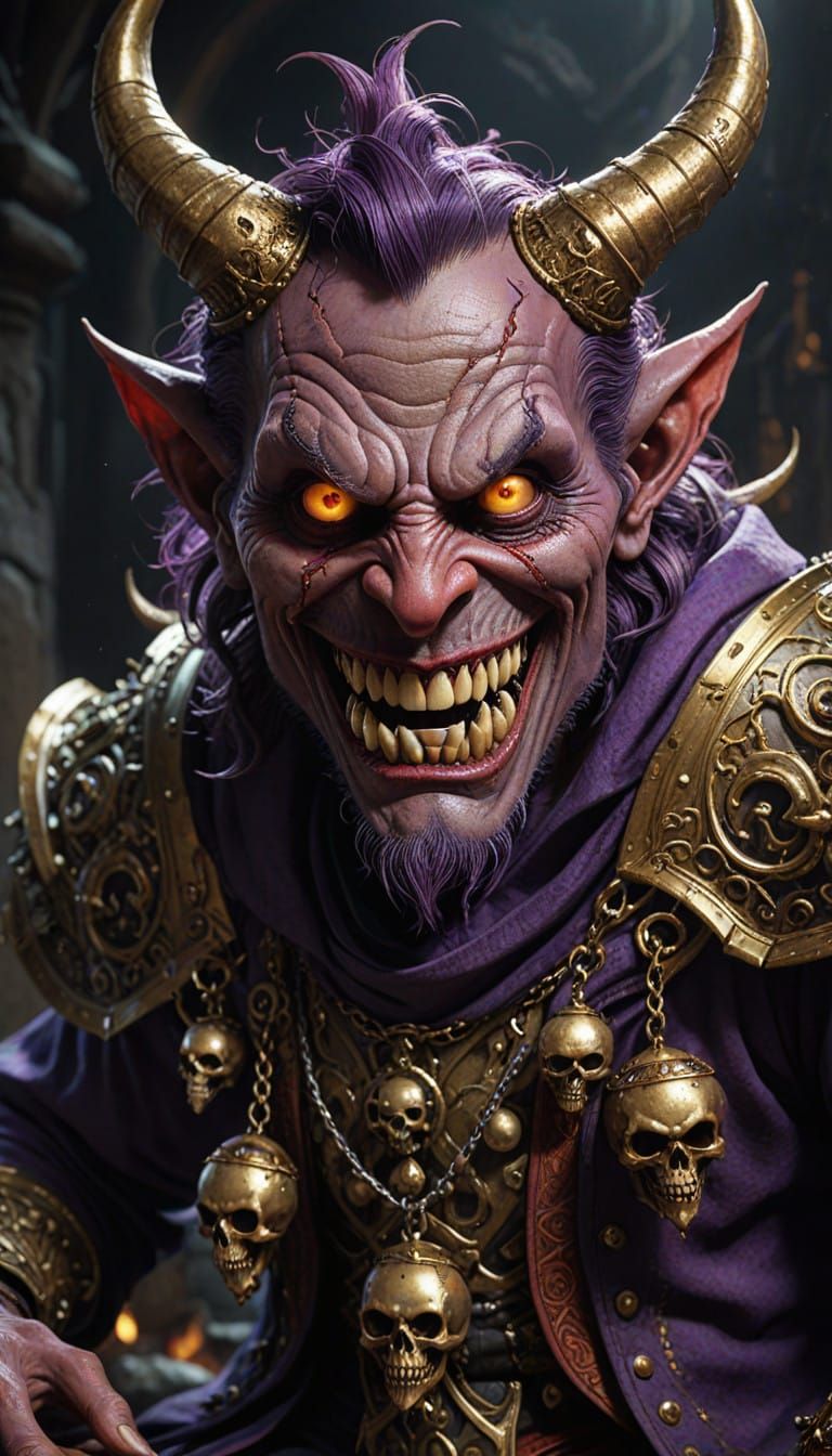Grotesque Demon Jester in Dark Fantasy - AI Art