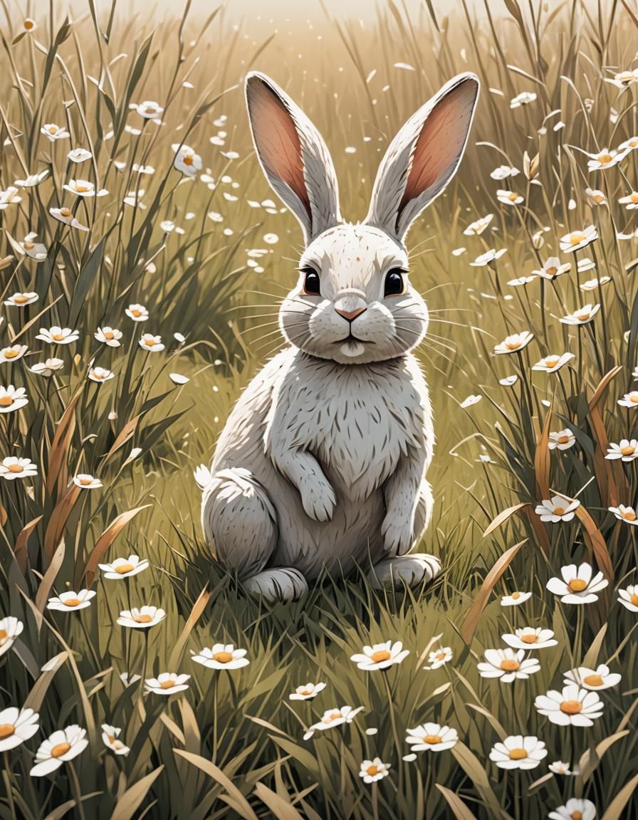 Bunny in a meadow - AI Generated Artwork - NightCafe Creator