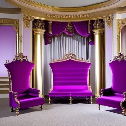 throne room with throne upholstered in purple fabric - AI Generated ...