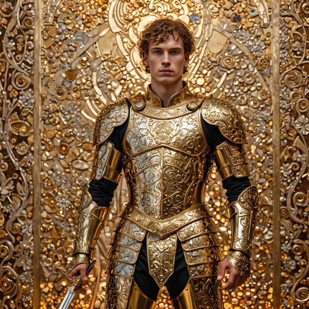 Siegfried in Golden Armor, an Art Nouveau Masterpi... - AI Art