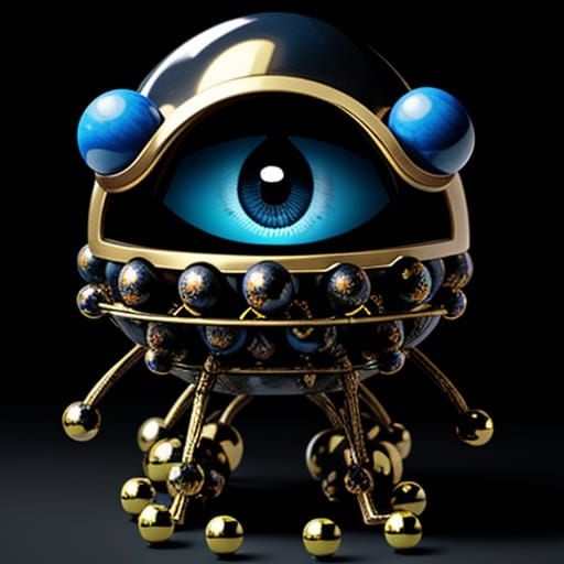 Alien Cyclops - Surreal Cyberpunk Figure with Mysterious Gaz...