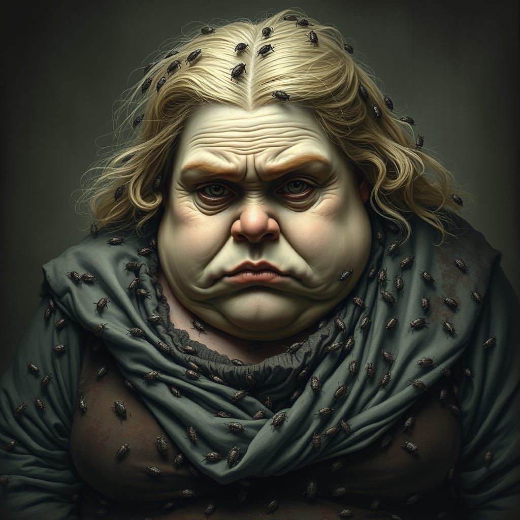 Disturbingly Rotund Woman Plagued by Body Lice in ... - AI Art