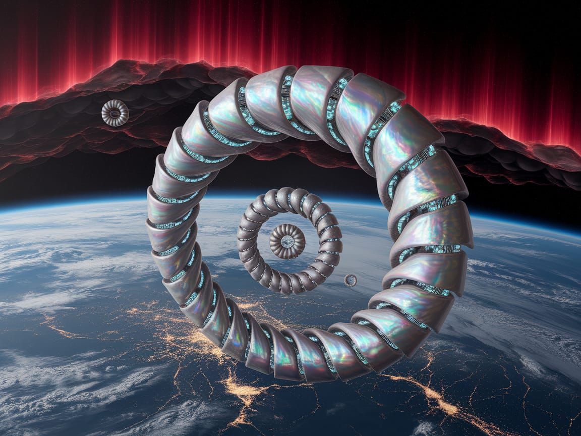 A fleet of colossal nautiloid warships spirals toward Earth, their ...