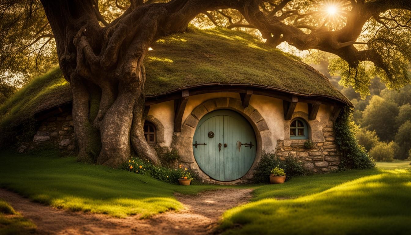 In a wooded hill, under the shadow of an old oak tree, hides a hobbit's ...