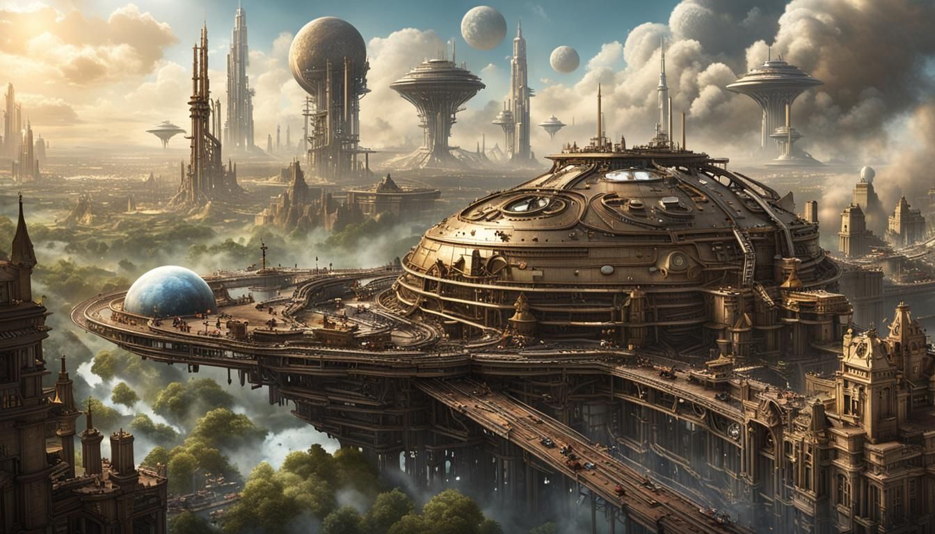 Steampunk Planet - AI Generated Artwork - NightCafe Creator