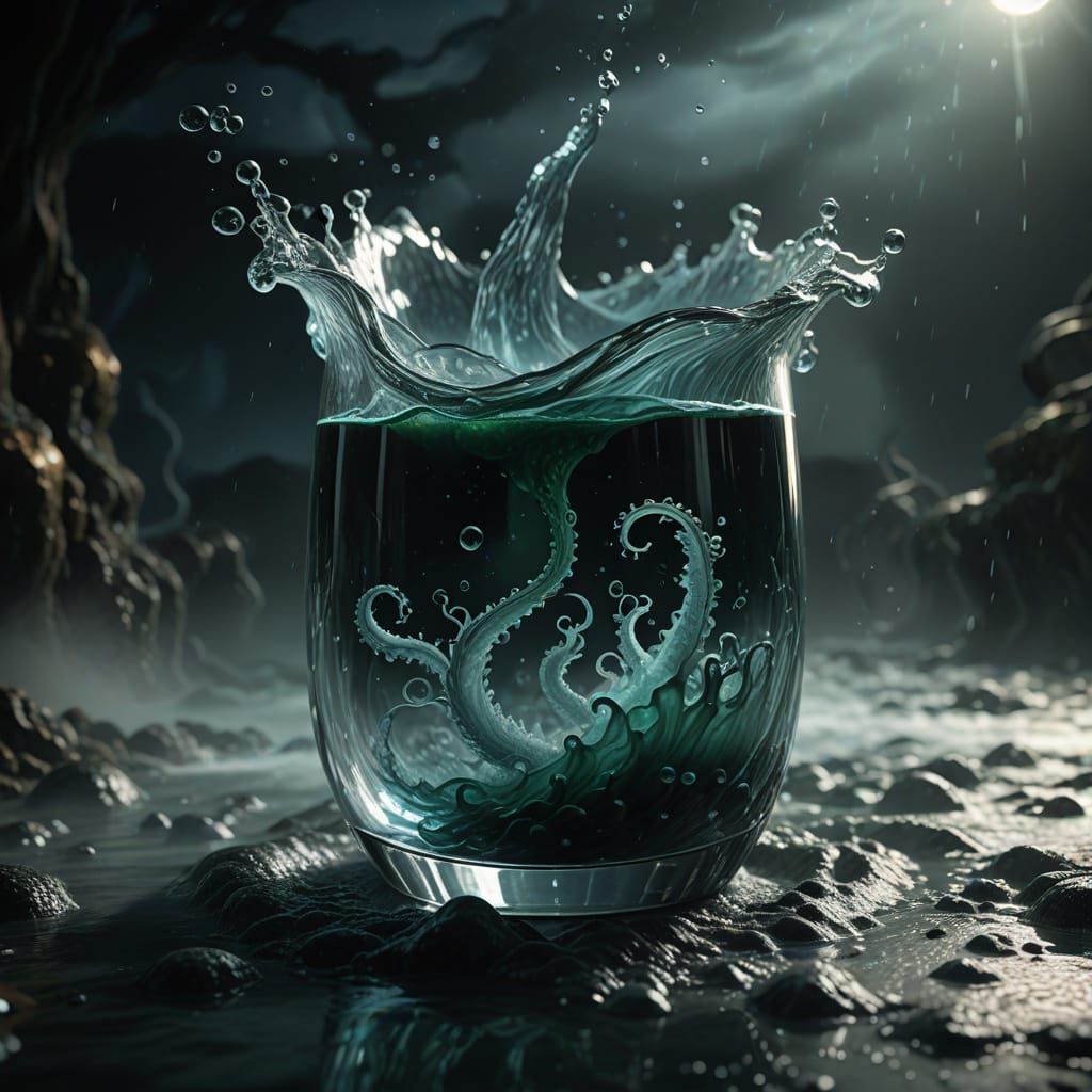 Dark Fantasy 3D Artwork: Submerged Container with ... - AI Art