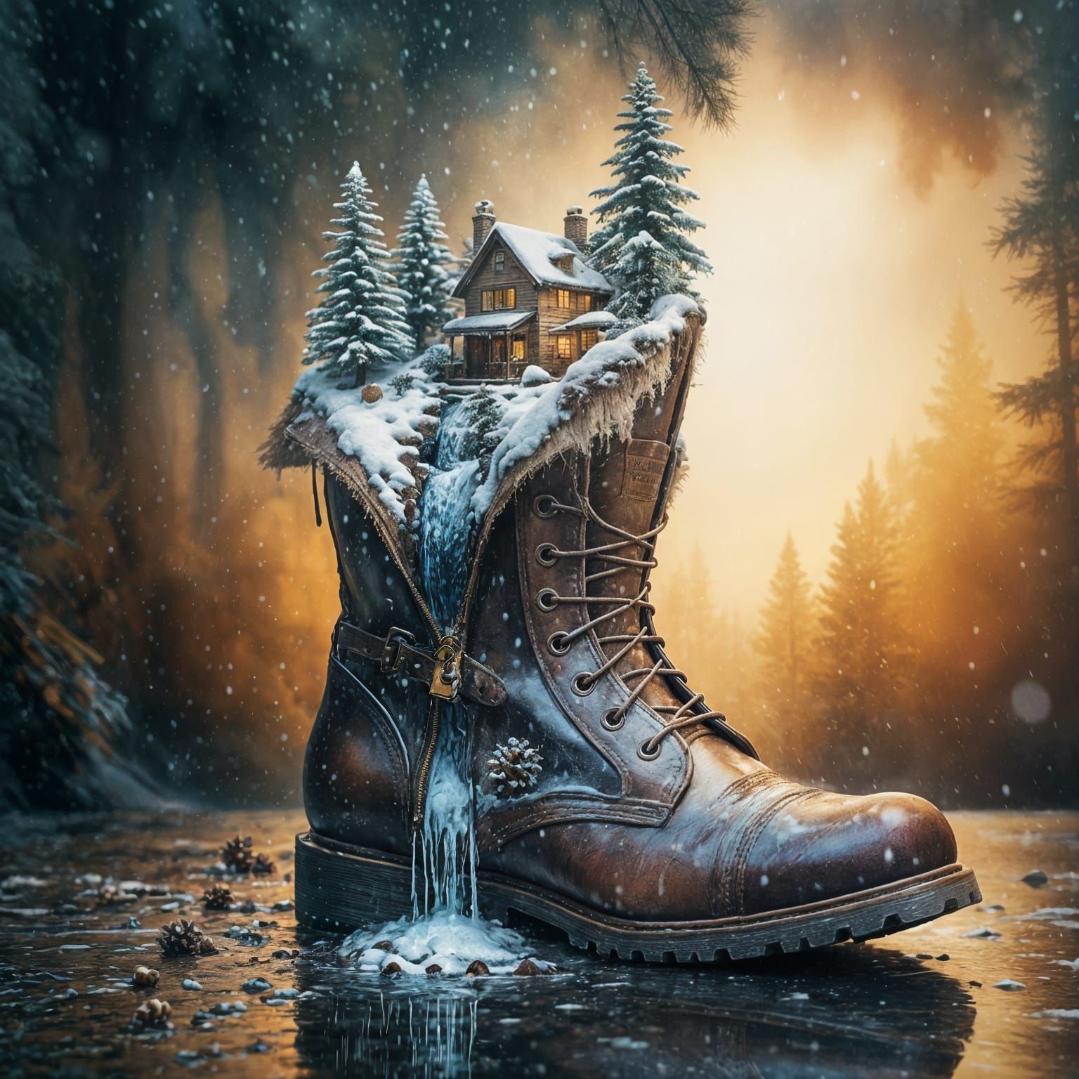 The Old Boot (with Zipper) - Surreal Winter Wonderland Boot ...