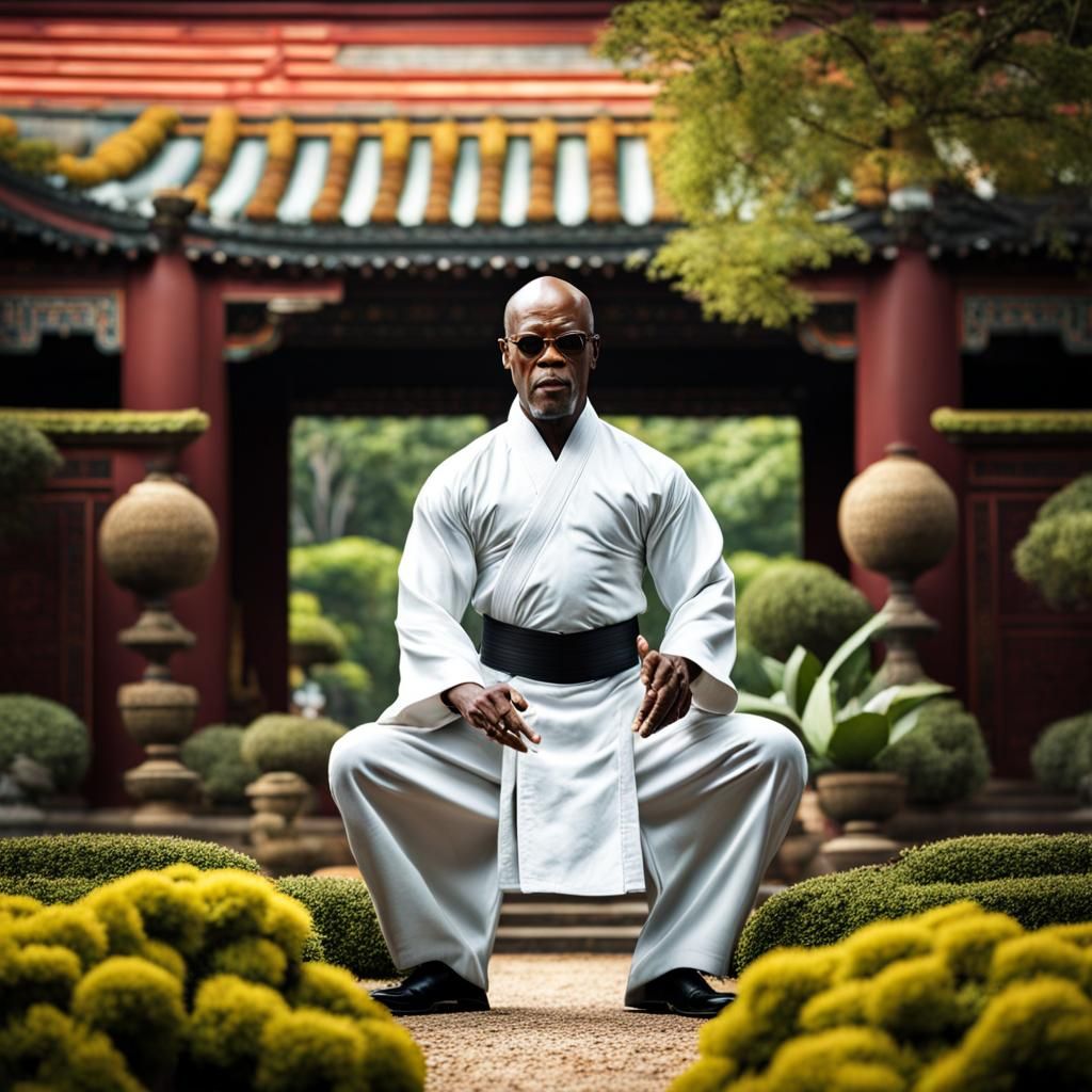 Samuel L. Jackson, Kung Fu in Garden - AI Generated Artwork - NightCafe ...