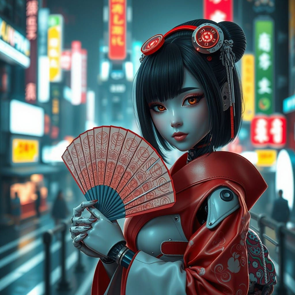 Robotic Geisha in Futuristic Tokyo - AI Art