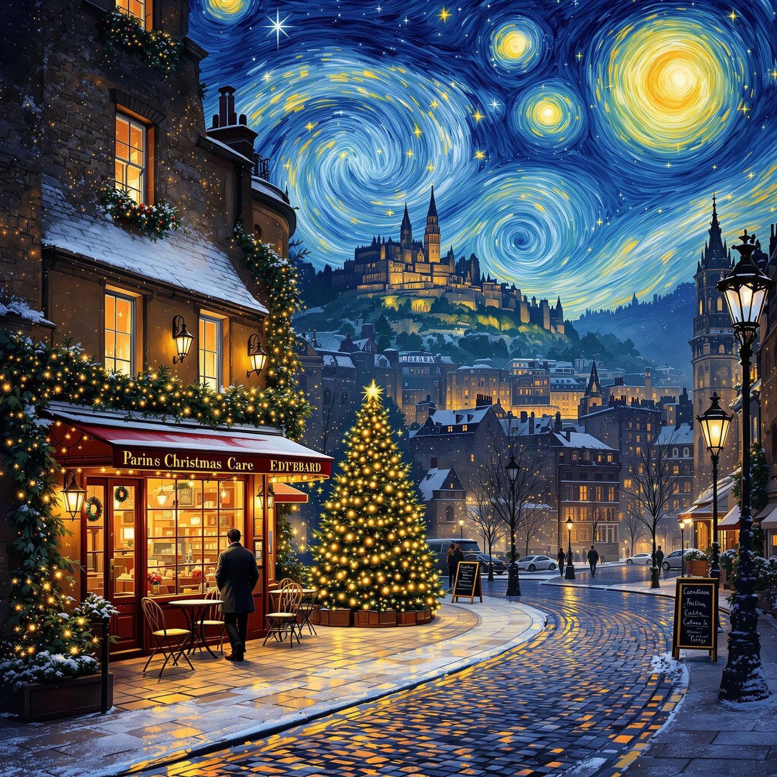 Whimsical Winter Wonderland in Van Gogh's Starry N... - AI Art