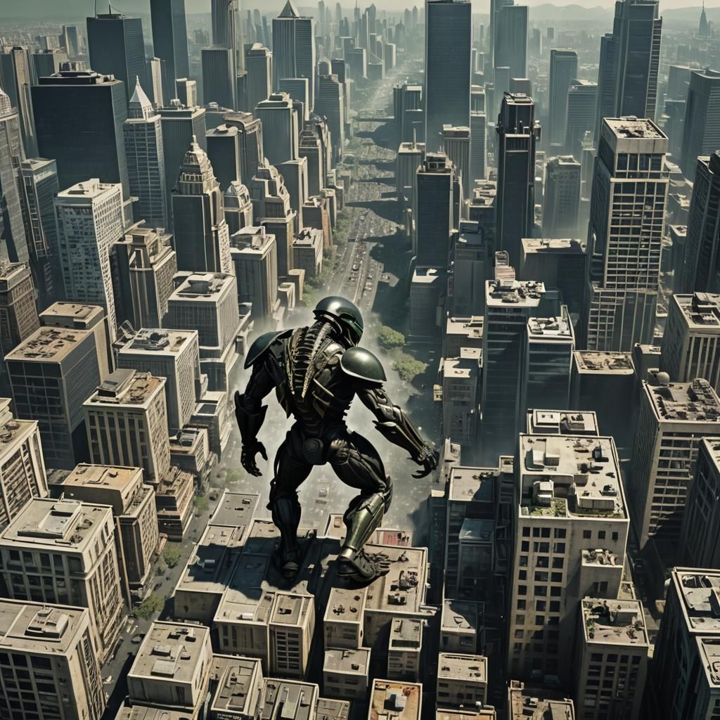 A Cityscape of a Alien take over, with the aliens vs predator movie ...