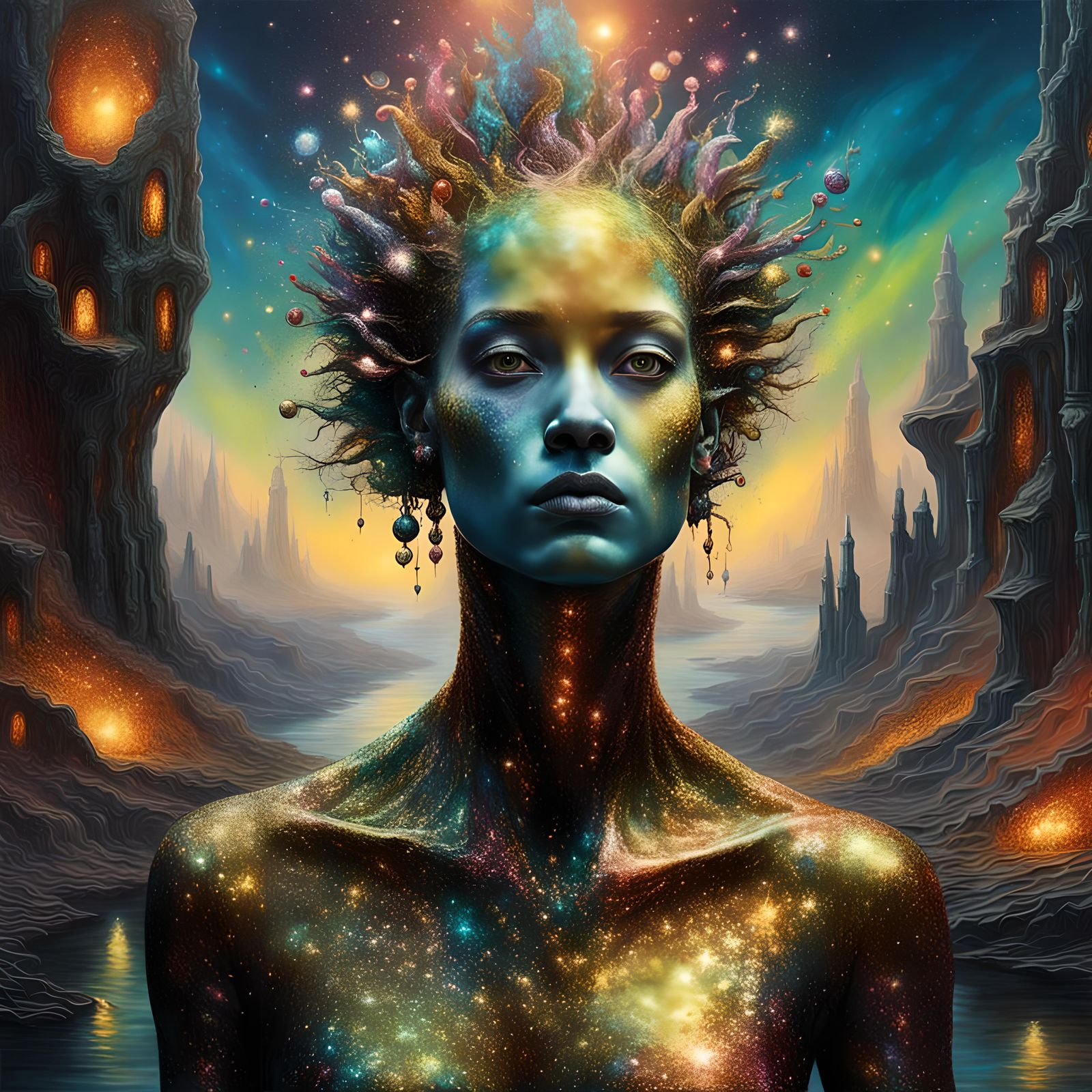 sparkling glitter female creature - AI Generated Artwork - NightCafe ...