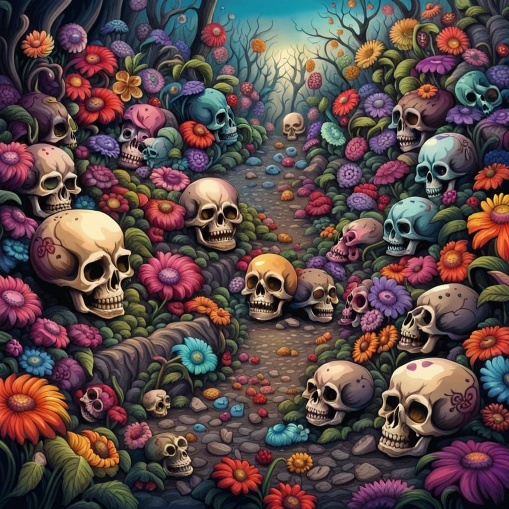 colourfull but horror skull garden - AI Generated Artwork - NightCafe ...