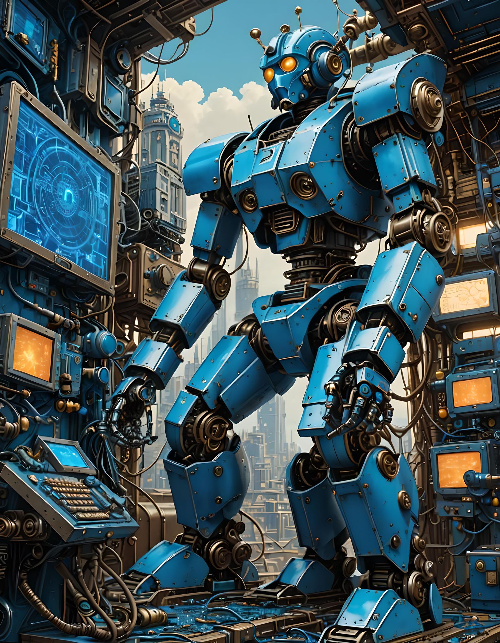 A Highly Detailed Steampunk robot Macro photography, electron ...