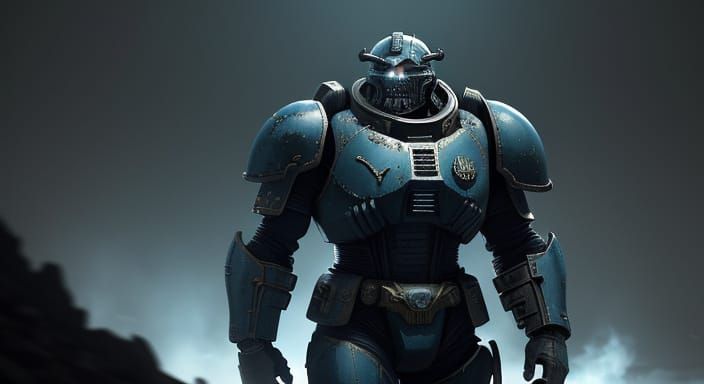 Gritty Space Marine Hero in Ornate Power Armor - AI Art